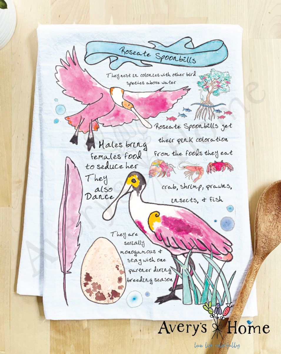All about the Roseate Spoonbill bird watcher Kitchen Towel – Averys ...