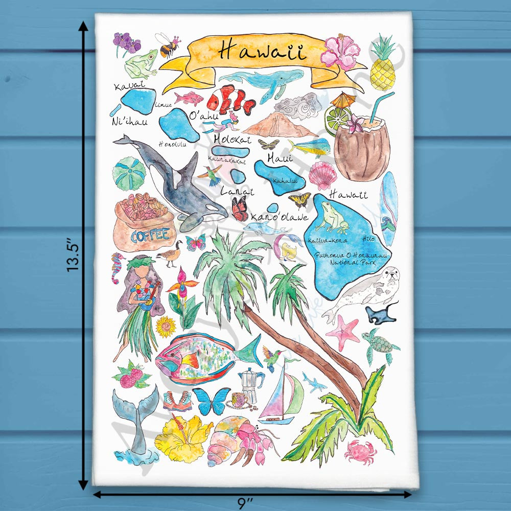 Hawaii State Map Dish Towel – Averys Home | Retail