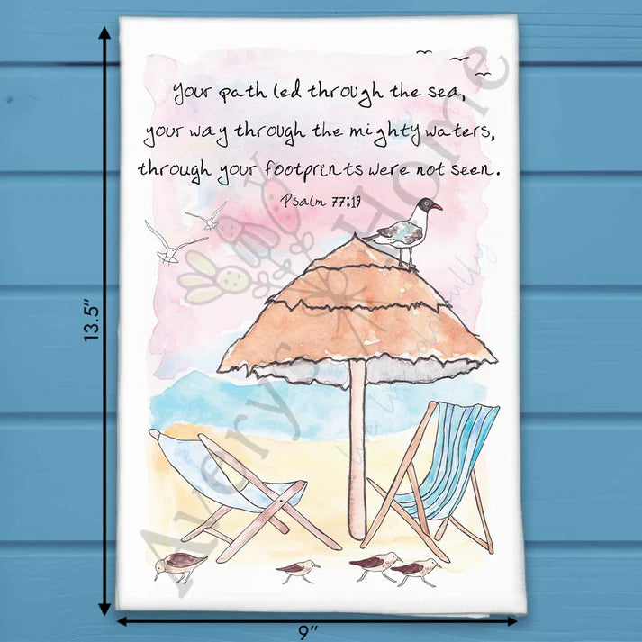 Footprints Not Seen Psalm 77:19 Dish Towel – Averys Home | Retail