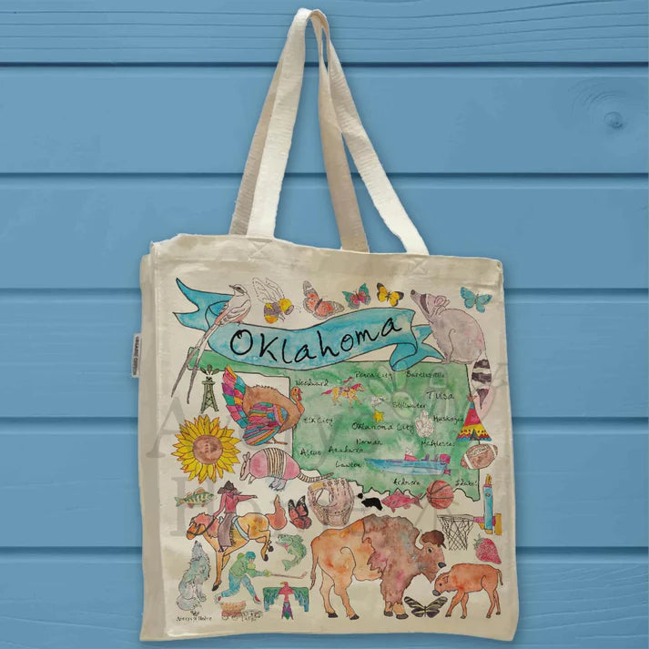 Oklahoma State Map Tote Bag – Averys Home | Retail